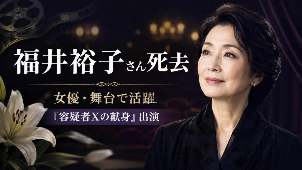 訃報 福井裕子さん死去 容疑者xの献身 出演女優の経歴 代表作 舞台での歩み 今日とぴ